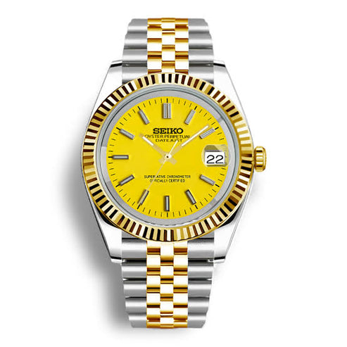 Seiko Oyster Perpetual Datejust Mod – Yellow Dial Edition – Seikomodstore